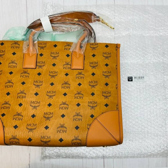 MCM | Bags | Mcm Mnchen Tote In Visetos Large Cognac | Poshmark
